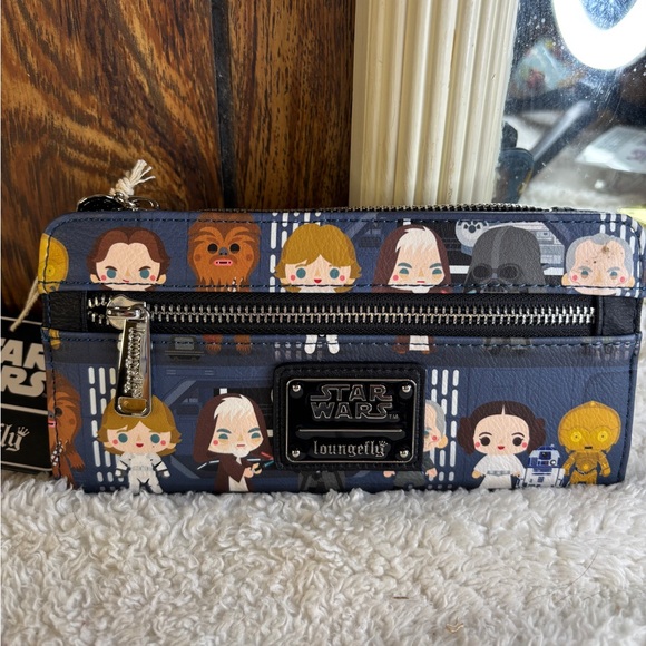 Loungefly | Bags | Loungefly Star Wars Character Zip Wallet Navy And ...